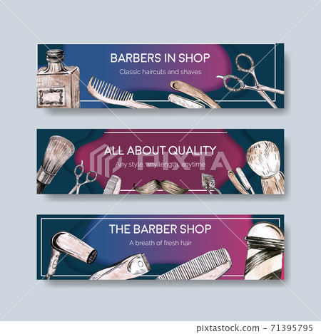 Banner template with barber concept design for... - Stock Illustration ...
