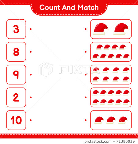 Count and match, count the number of Santa Hat... - Stock Illustration ...