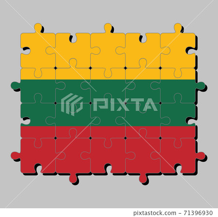 Jigsaw puzzle of Lithuania flag in horizontal... - Stock Illustration ...
