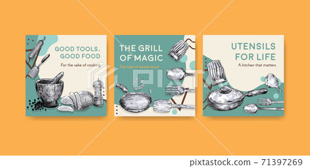 Ads template with kitchen appliances concept... - Stock Illustration ...