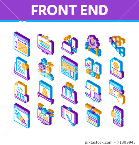 Front End Development Isometric Icons Set Vector - Stock Illustration ...