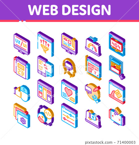 Web Design Development Isometric Icons Set Vector - Stock Illustration ...
