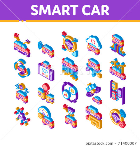 Smart Car Technology Isometric Icons Set Vector-插圖素材 [71400007] - PIXTA圖庫