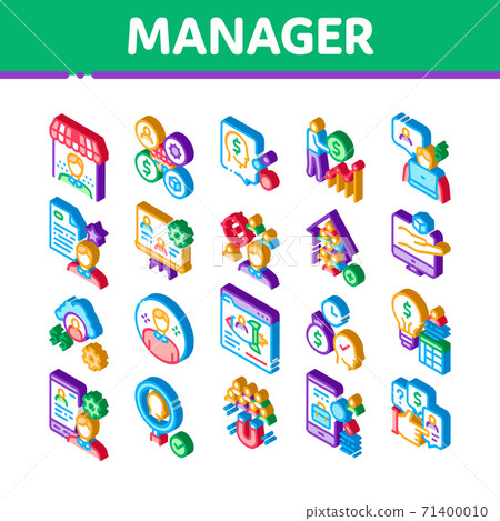 Account Manager Work Isometric Icons Set Vector - Stock Illustration ...