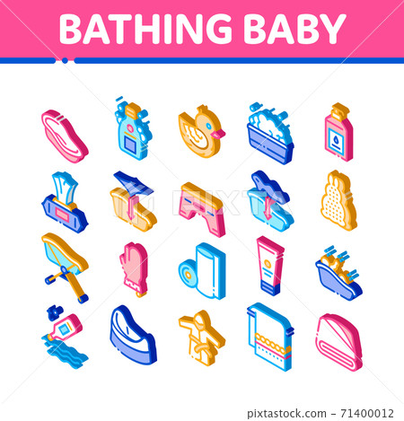 Bathing Baby Tool Isometric Icons Set Vector - Stock Illustration ...