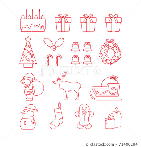 Cute & simple Christmas line art illustration set - Stock Illustration ...
