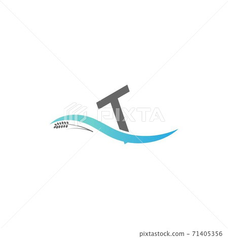 Icon logo letter T drop into the water - Stock Illustration [71405356 ...