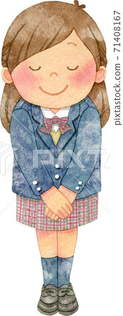 Female student bowing with a smile (whole body) - Stock Illustration ...