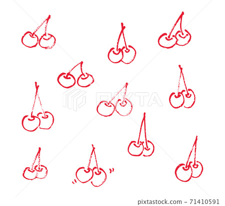 Hand-drawn cherry line art illustration - Stock Illustration [71410591 ...