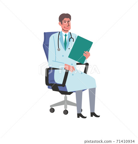 Illustration of a doctor sitting on a chair... - Stock Illustration ...