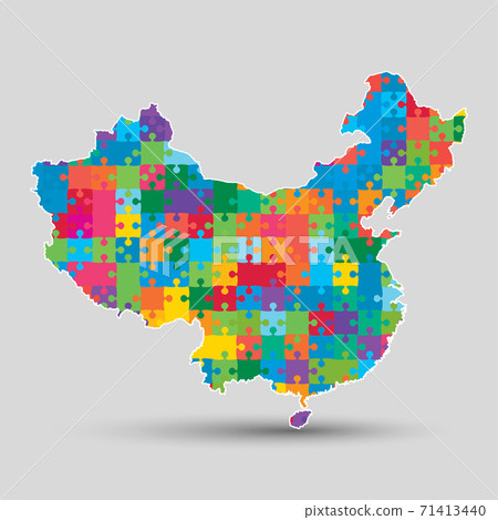 China country map made colorful pieces puzzle - Stock Illustration ...