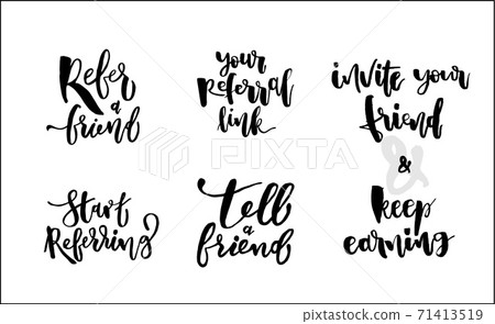 Refer a friend vector lettering. Referral... - Stock Illustration ...