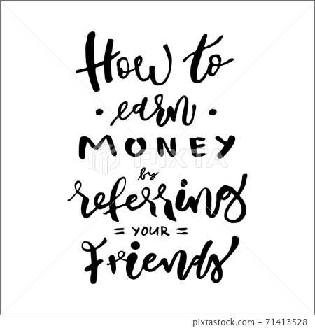 Refer a friend vector lettering. Referral... - Stock Illustration ...