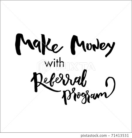Refer a friend vector lettering. Referral... - Stock Illustration ...