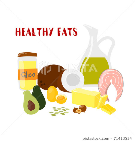Food with Healthy fats and oils banner isolated... - Stock Illustration ...