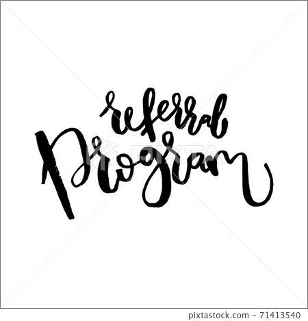 Refer a friend vector lettering. Referral... - Stock Illustration ...