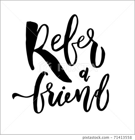 Refer a friend vector lettering. Referral... - Stock Illustration ...