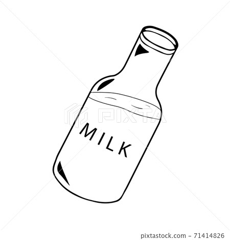 Milk bottle. Black and white icon. Vector... - Stock Illustration ...