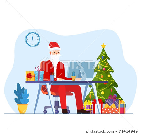 santa claus using laptop - Stock Illustration [71414949] - PIXTA