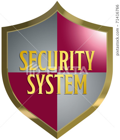 SecuritySystem_ Security-inspired red shield... - Stock Illustration ...
