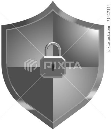Vector illustration with a monotone shield key... - Stock Illustration ...