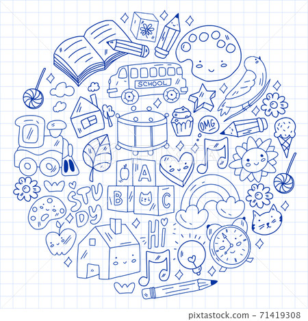 Vector pattern with school icons. Internet... - Stock Illustration ...