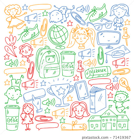 Vector pattern with school icons. Internet... - Stock Illustration ...