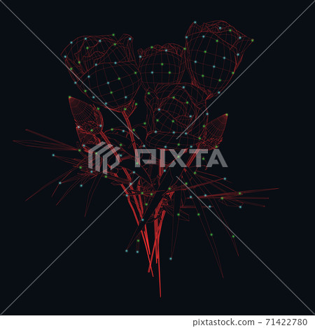 Wireframe of a bouquet of roses from red lines... - Stock Illustration ...