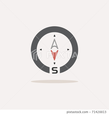 South direction. Compass. Color icon with... - Stock Illustration ...