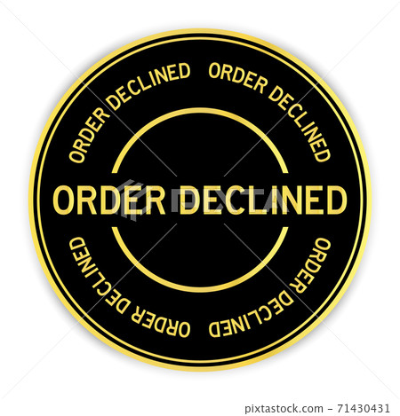 Black and gold color round sticker with word... - Stock Illustration ...