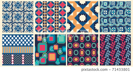 Set of abstract geometric seamless patterns... - Stock Illustration ...