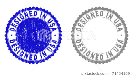 Grunge DESIGNED IN USA Textured Stamp Seals - Stock Illustration ...