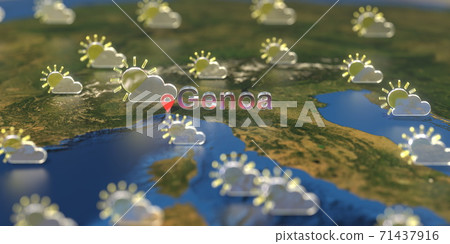 Partly cloudy weather icons near Genoa city on...-插圖素材 [71437916] - PIXTA圖庫