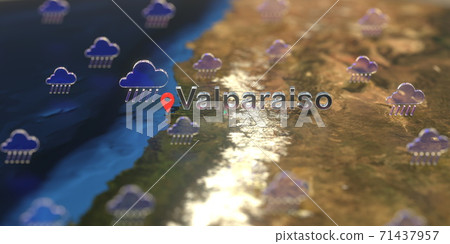 Rainy weather icons near Valparaiso city on the... - Stock Illustration ...