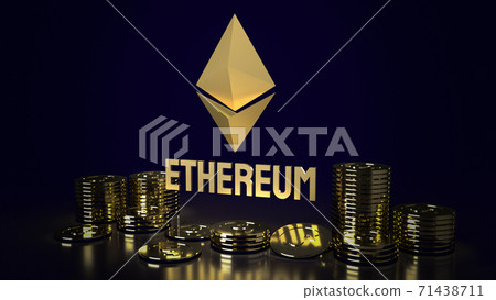 The Ethereum logo and coins for cryptocurrency... - Stock Illustration ...