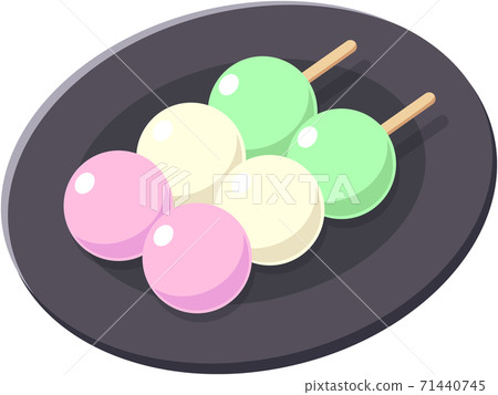 Three-color dumpling (with plate) - Stock Illustration [71440745] - PIXTA