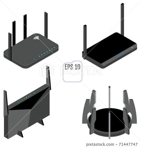 Router isometric icons set. vector - Stock Illustration [71447747] - PIXTA