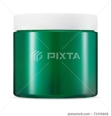 Cream jar. Green plastic cosmetic container skin - Stock Illustration ...