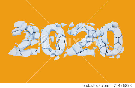 Broken 2020 year over orange background. The... - Stock Illustration ...