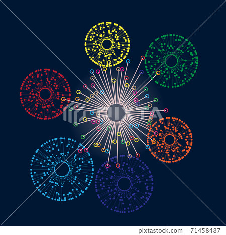 Color firework in night. Social or business... - Stock Illustration ...