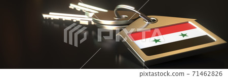 Flag of Syria on the keychain with two keys....-插圖素材 [71462826] - PIXTA圖庫