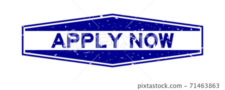 Grunge blue apply now word hexagon rubber seal...-插圖素材 [71463863] - PIXTA圖庫