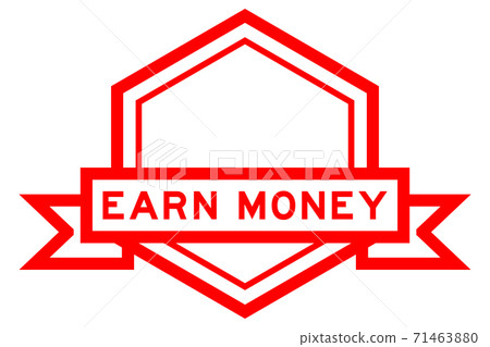 Hexagon vintage label banner in red color with...-插圖素材 [71463880] - PIXTA圖庫