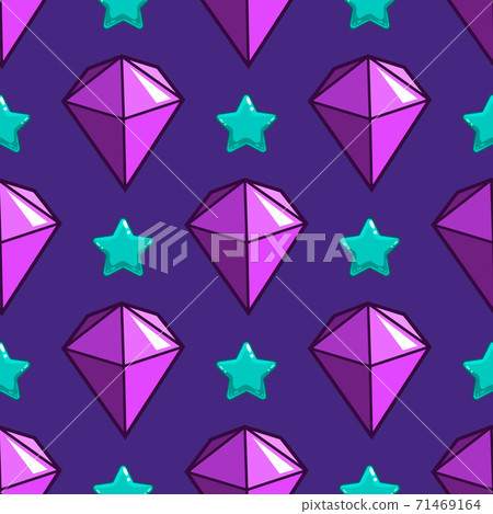 Seamless pattern with vector gems and stars - Stock Illustration ...