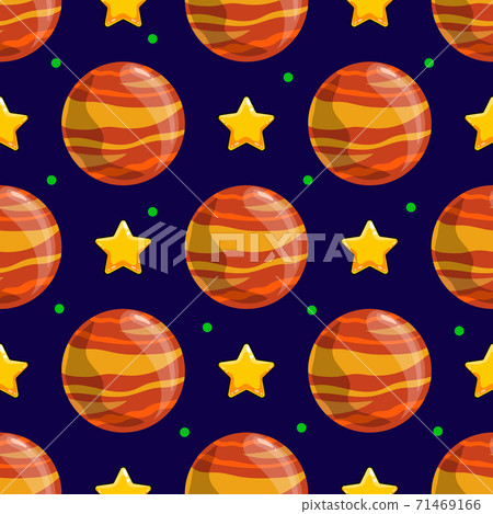 Seamless pattern with cartoon vector planet and... - Stock Illustration ...