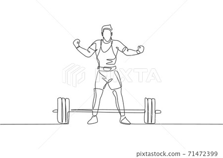 One single line drawing of fit young athlete... - Stock Illustration ...