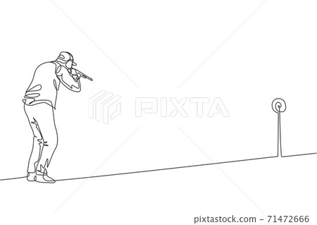 One single line drawing of young man practicing... - Stock Illustration ...