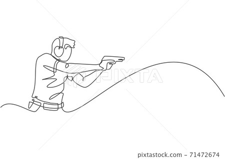One single line drawing of young man practicing... - Stock Illustration ...