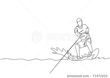 One continuous line drawing of young energetic... - Stock Illustration ...