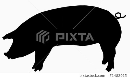 Simple material of pig silhouette, 2D rendering - Stock Illustration ...